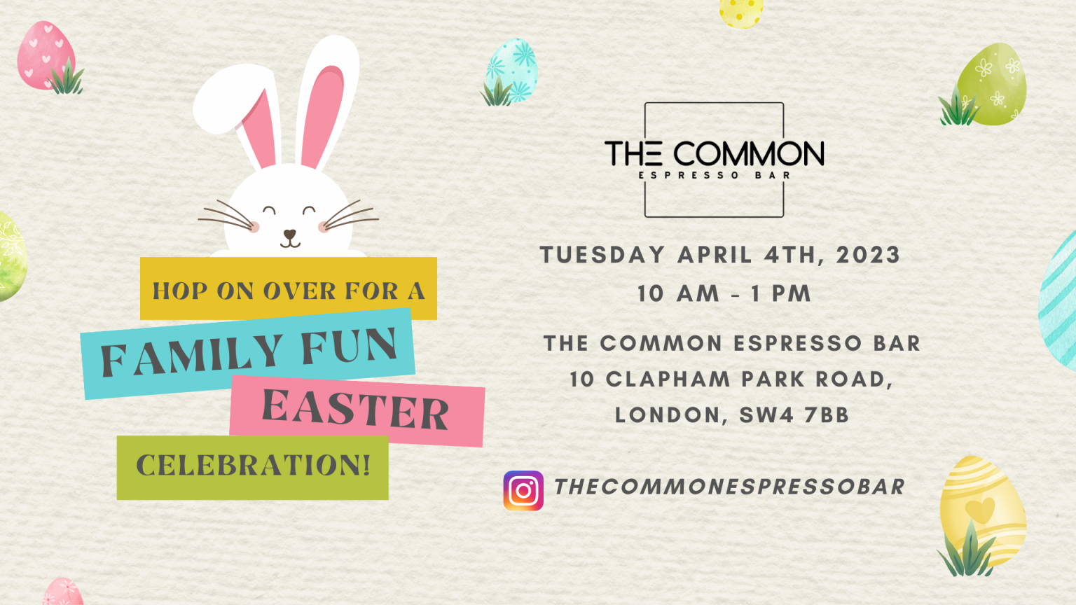 Easter celebrations at the common expresso bar - This is Clapham